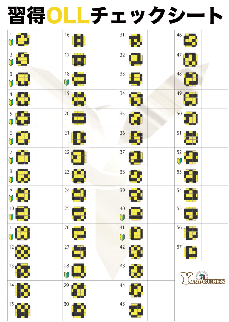 OLL手順一覧 全57パターン解説 (上面の揃え方) – YAMI CUBES 公式ヤミブログ